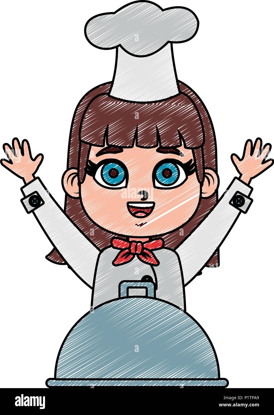Beautiful chef girl cartoon scribble Stock Vector Image & Art - Alamy