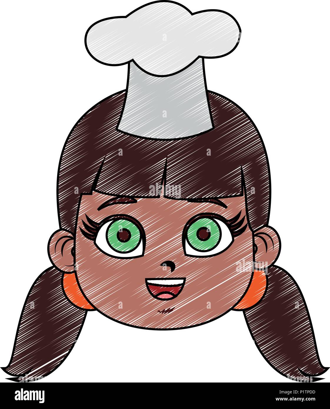 Beautiful chef girl cartoon scribble Stock Vector Image & Art - Alamy