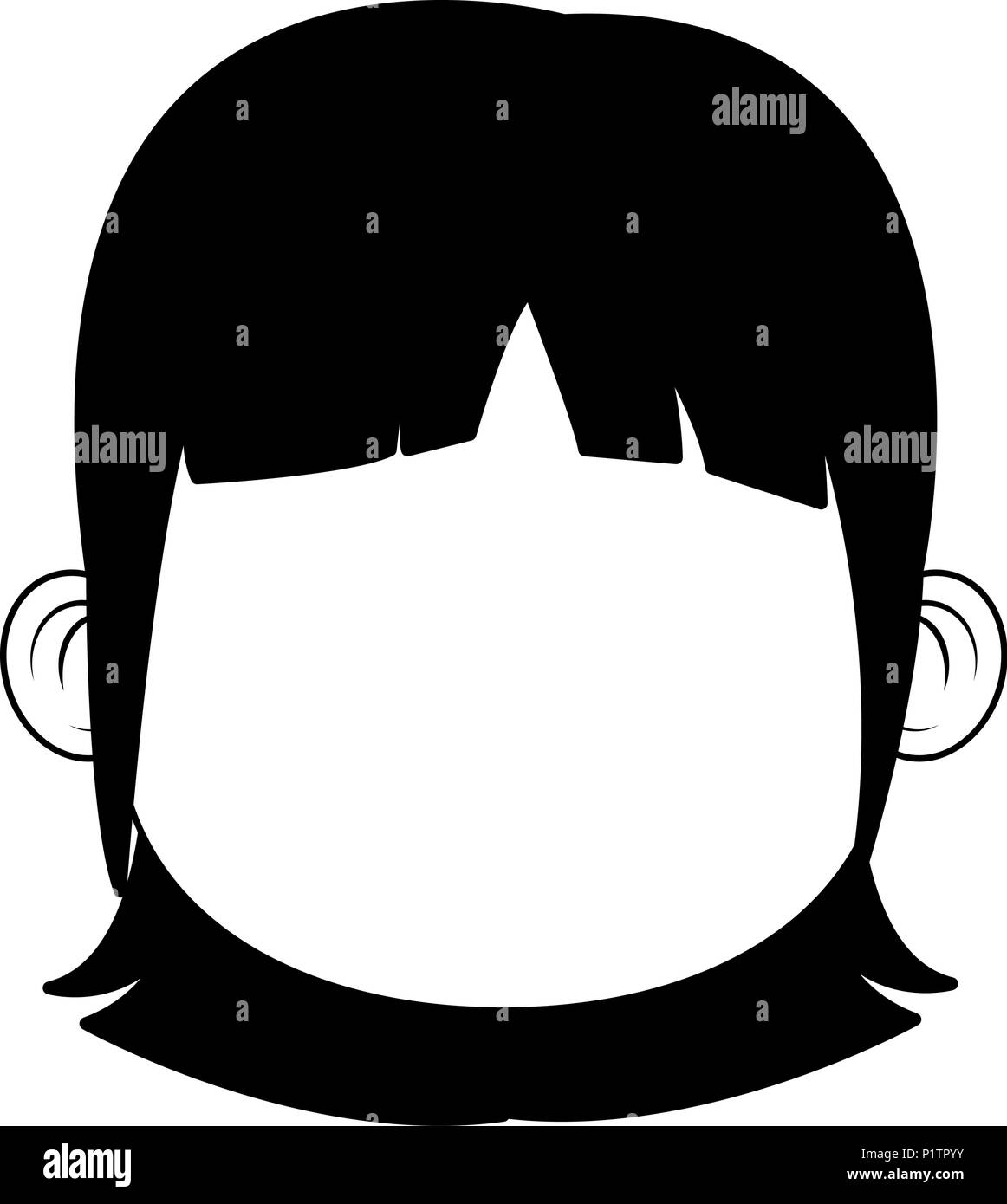 Beautiful girl faceless cartoon in black and white Stock Vector Image ...
