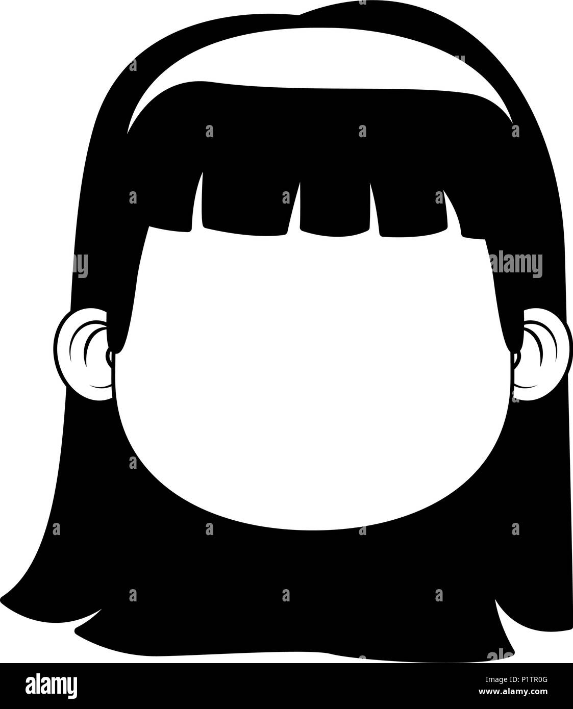 Beautiful girl faceless cartoon in black and white Stock Vector Image ...