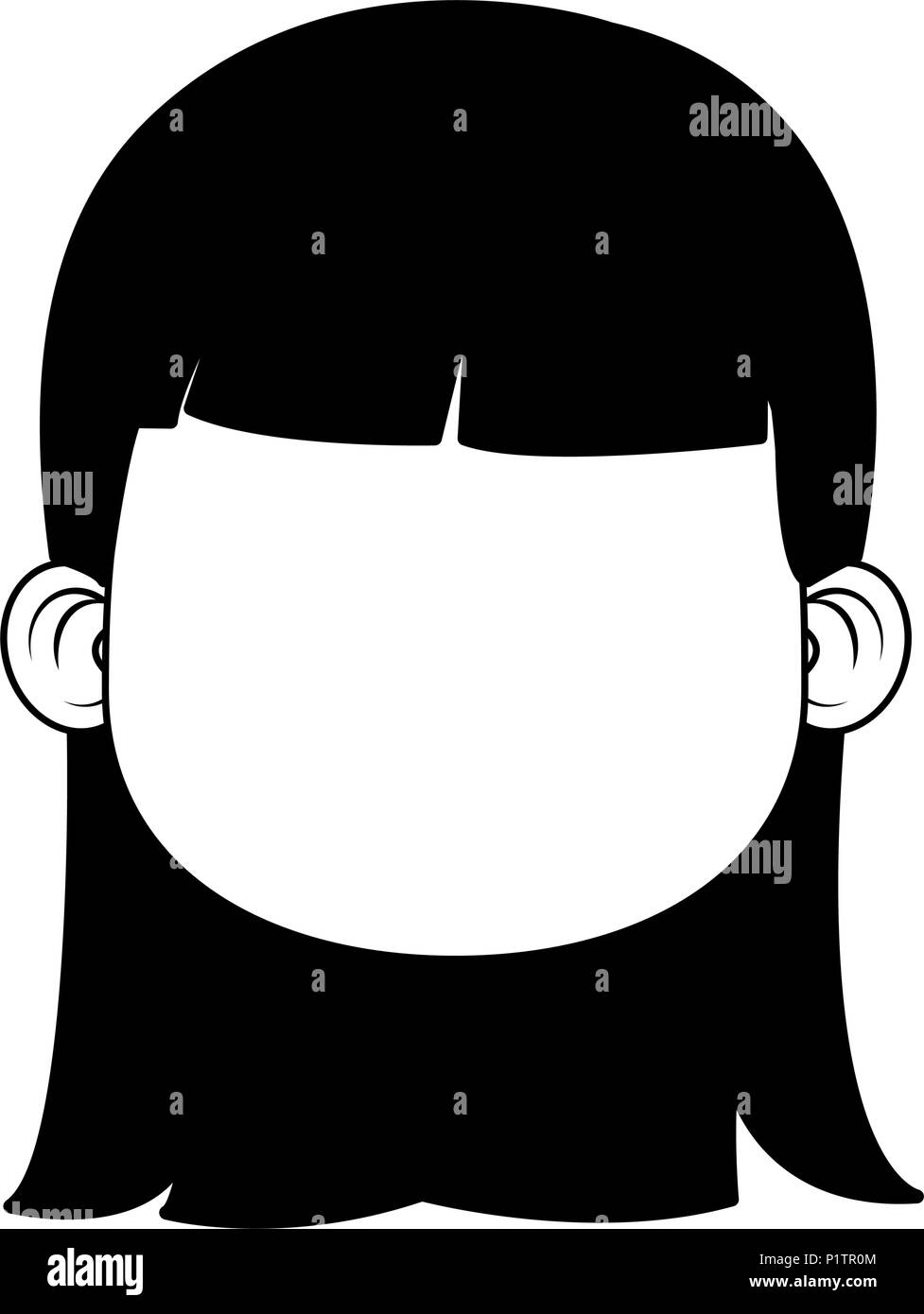 Beautiful girl faceless cartoon in black and white Stock Vector Image ...