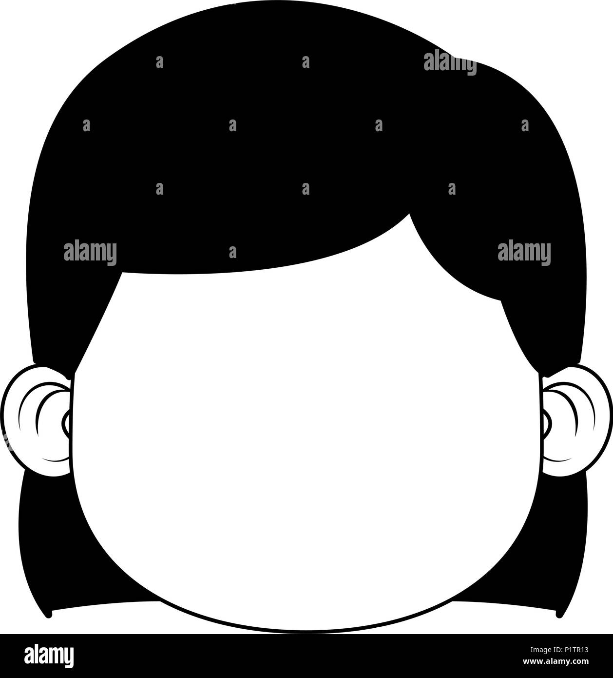 Beautiful girl faceless cartoon in black and white Stock Vector Image ...