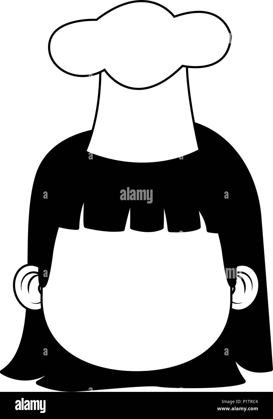 Beautiful chef girl cartoon in black and white Stock Vector Image & Art ...
