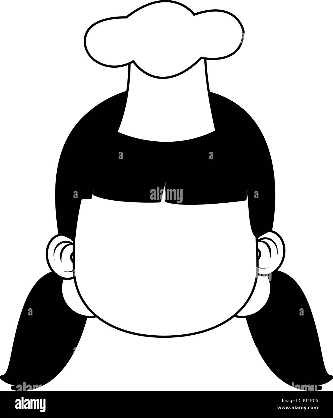 Beautiful chef girl cartoon in black and white Stock Vector Image & Art ...