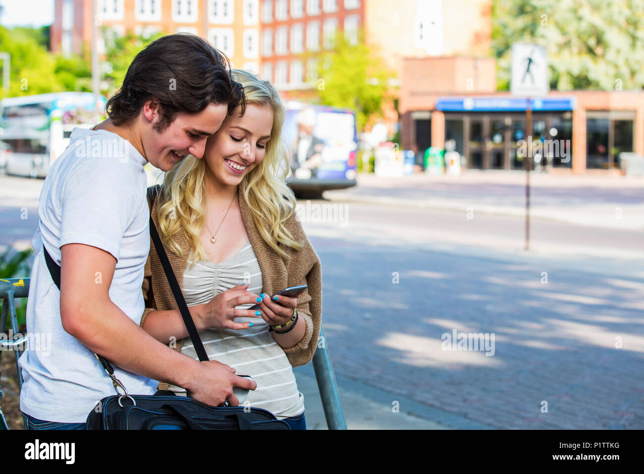 Young couple flirting on bus hi-res stock photography and images - Alamy
