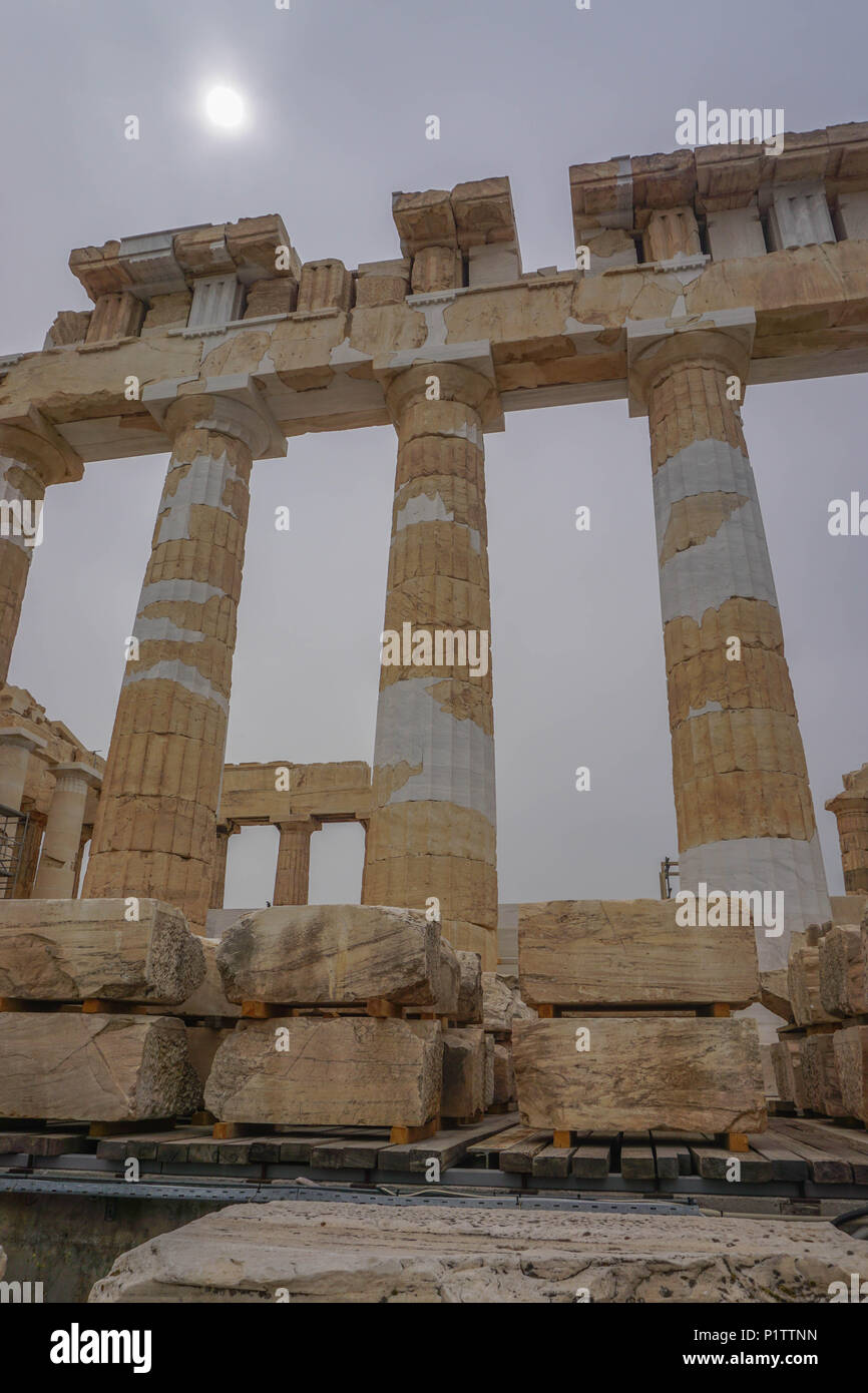 Athens, Greece: Detail of the Parthenon, 447-438 BCE, at the Acropolis ...