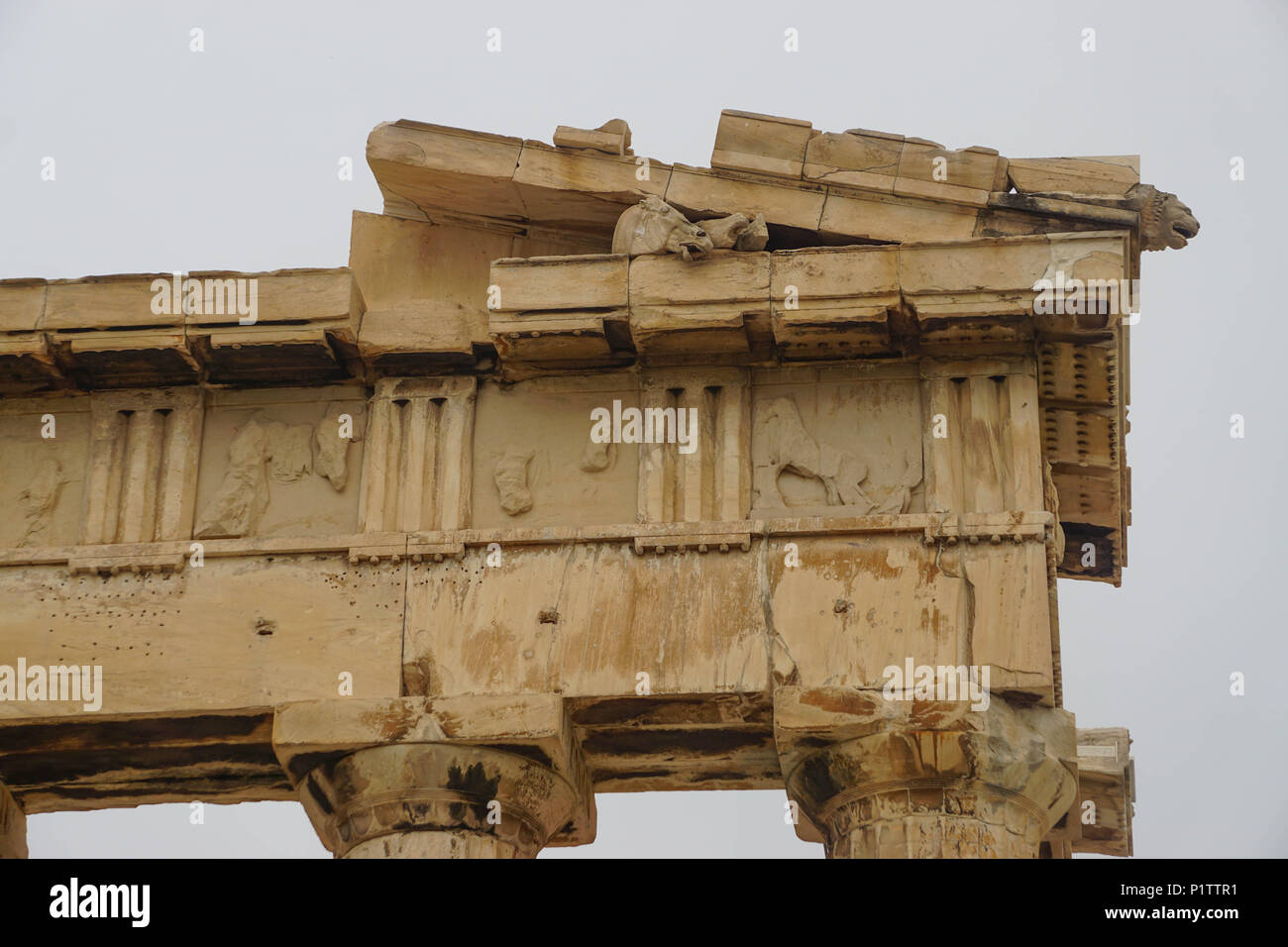 Athens, Greece: Detail of the Parthenon, 447-438 BCE, at the Acropolis ...