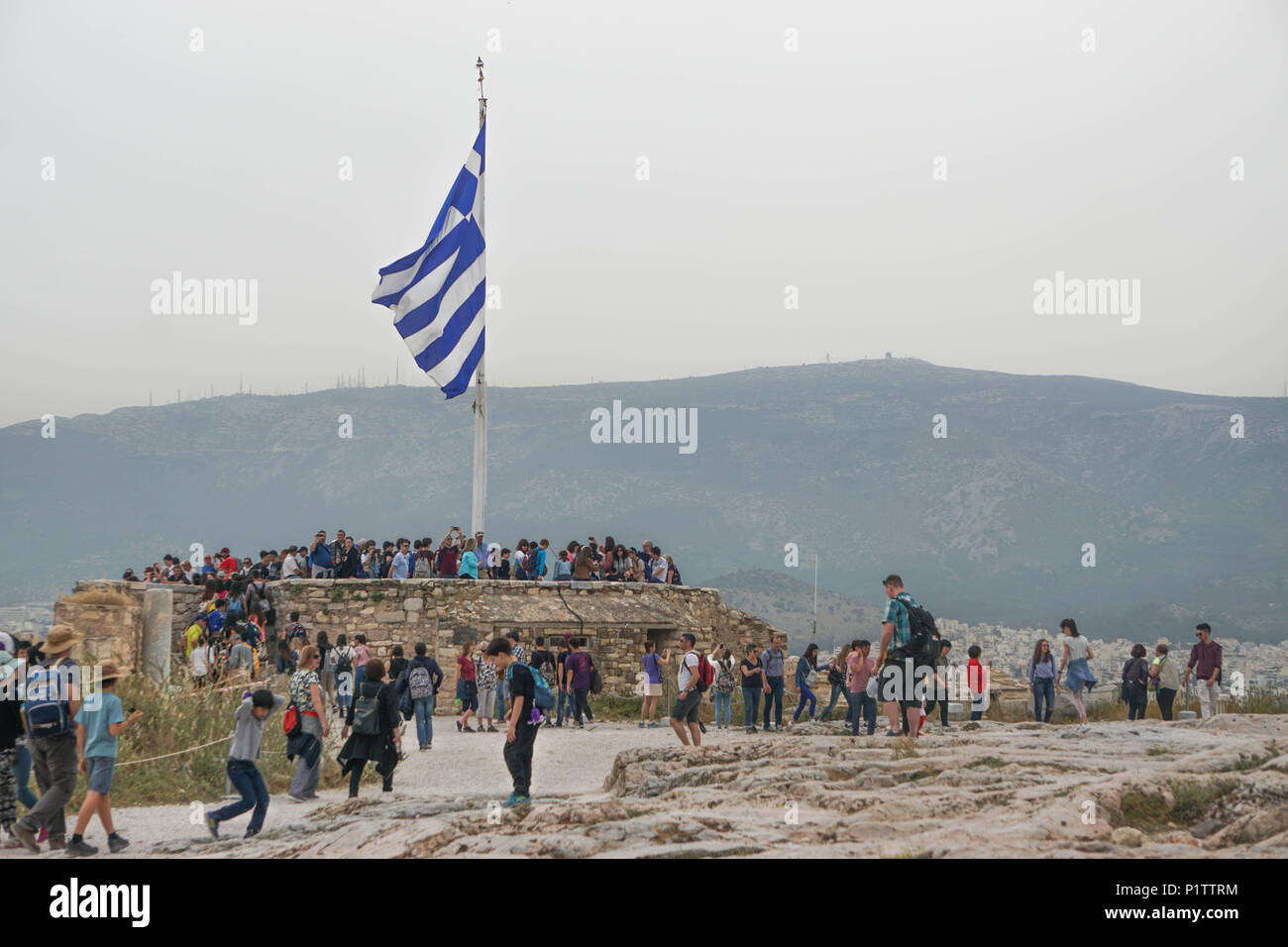 The Building With Flags Of Greece High Resolution Stock Photography and ...