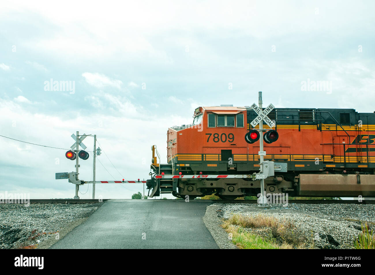 Safety gates down red lights blinking railroad rail road hi-res stock ...