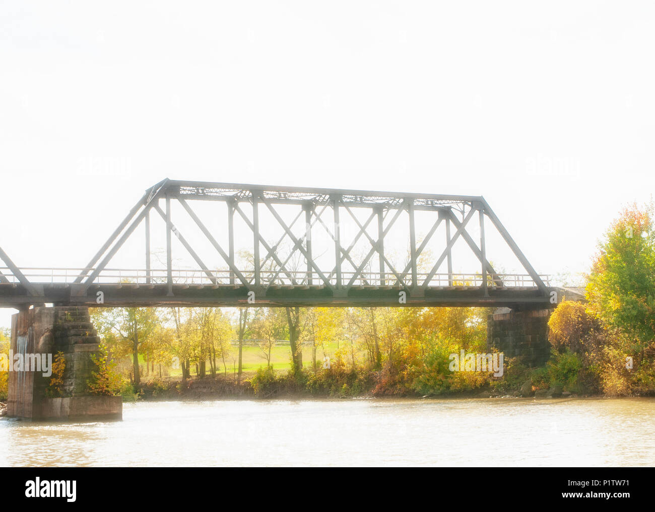 Railroad bridge crossing the Auglaize River in Oakwood, Ohio Stock ...