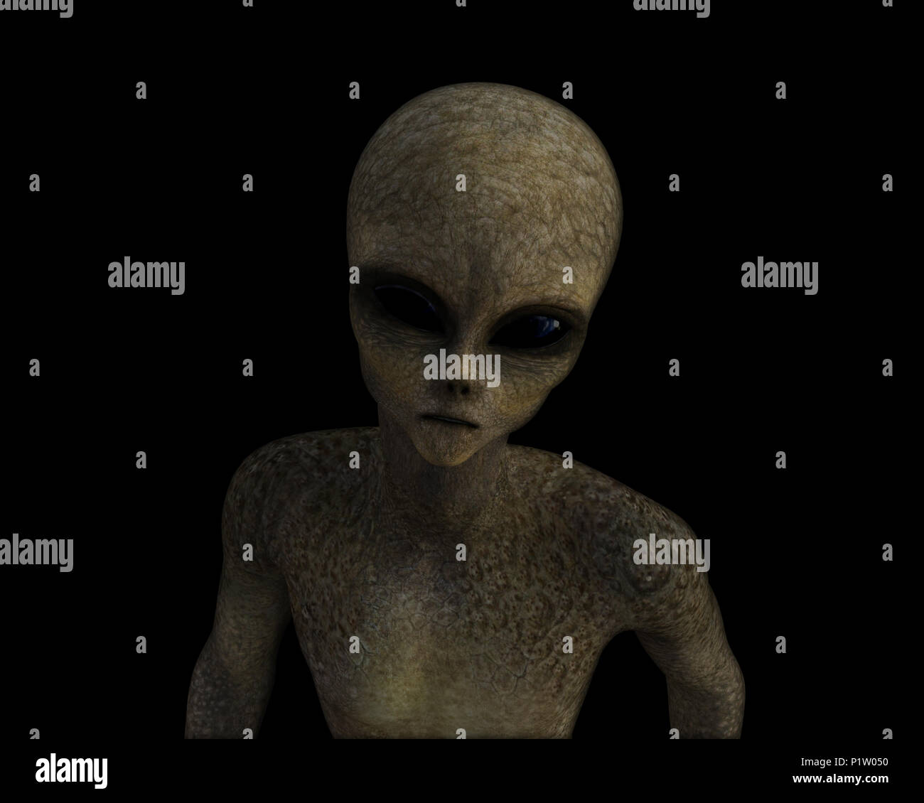 3D render of a green alien Stock Photo - Alamy