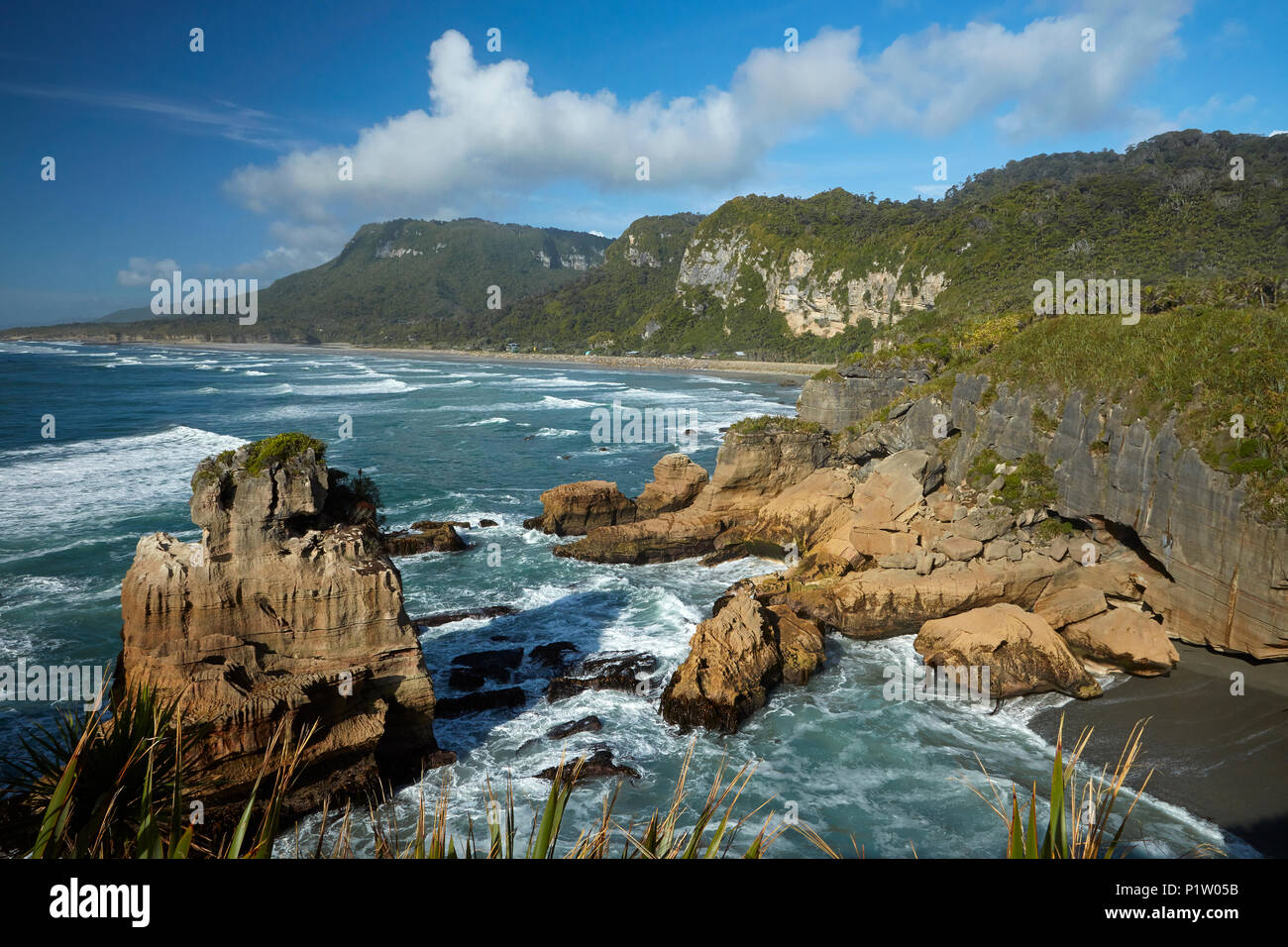 Coastal rock formations, Punakaiki, Paparoa National Park, West Coast ...