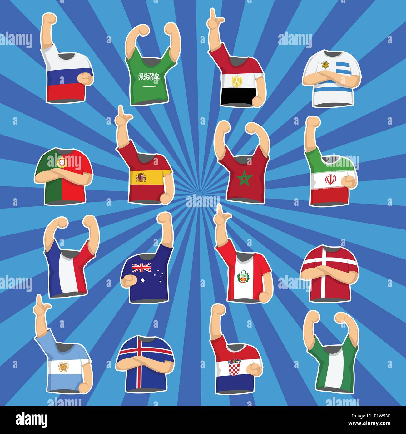 t shirt for many country on bright colour background,soccer 2018 Stock ...