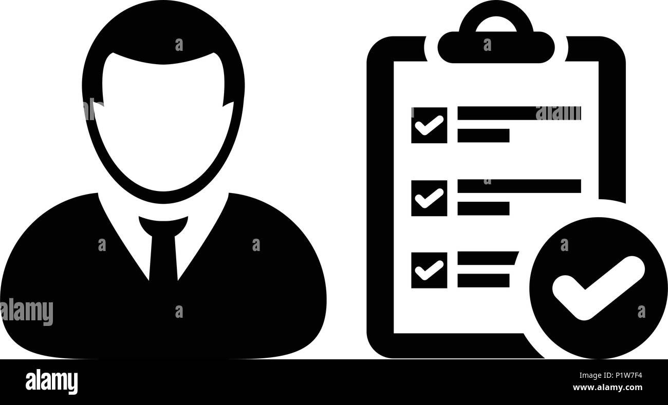 Checklist icon vector male person profile avatar with survey report ...