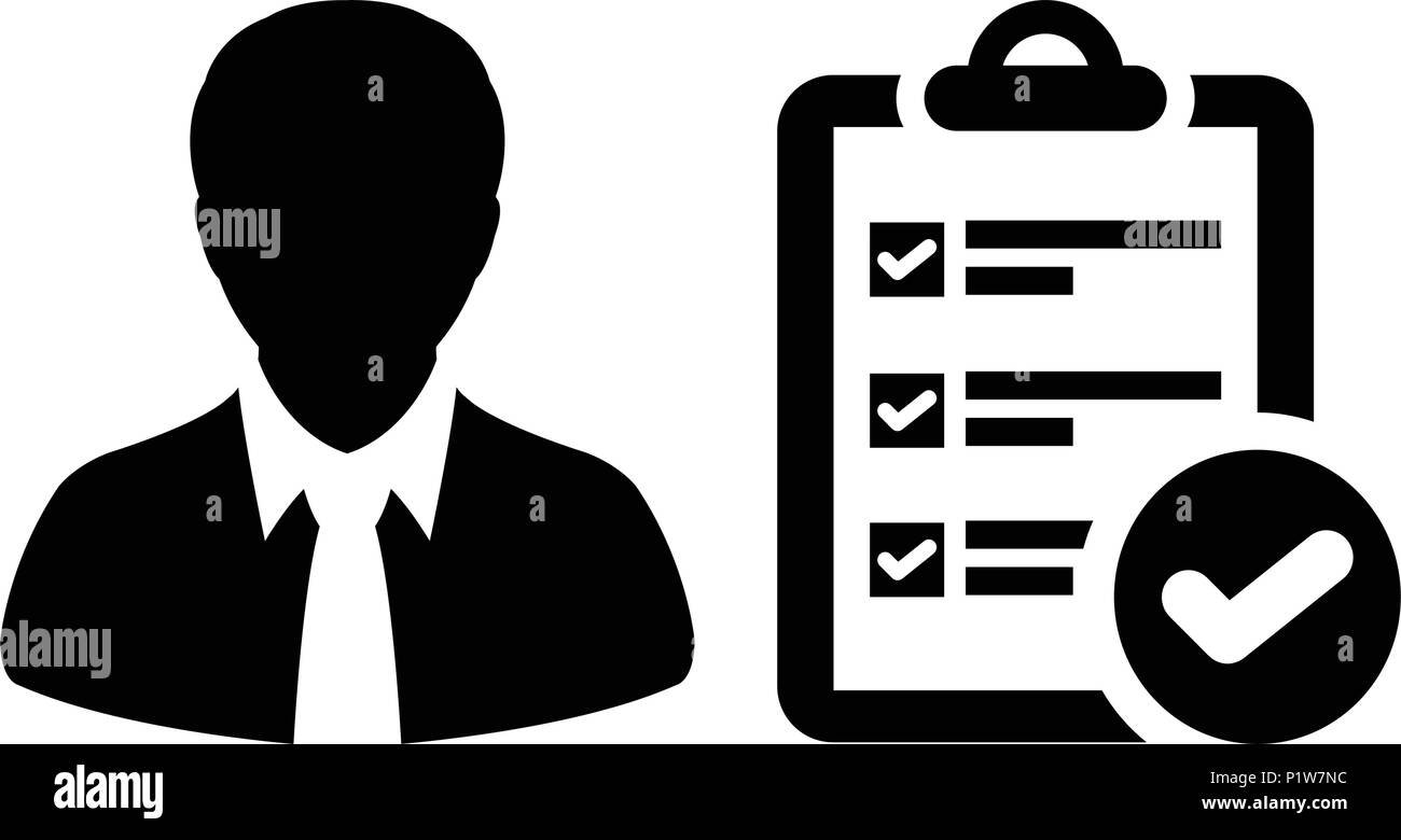 List icon vector male person profile avatar with survey checklist ...