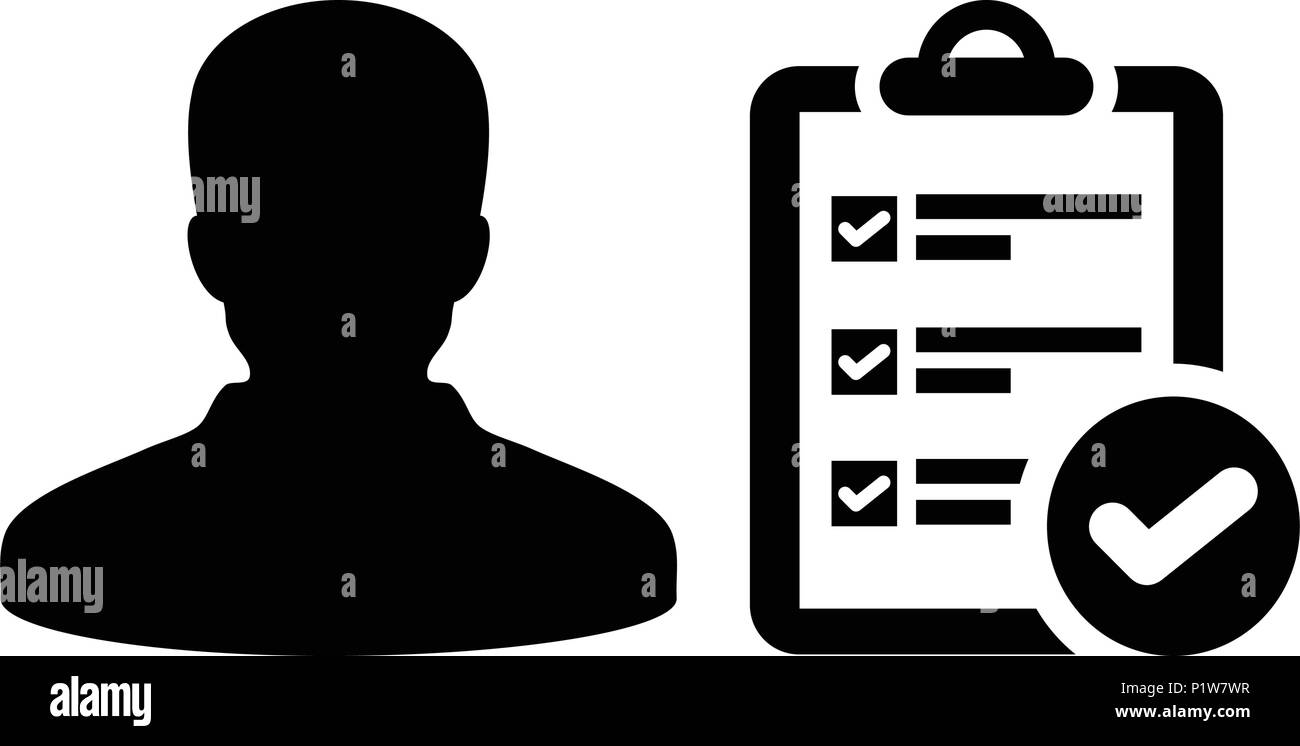 Checklist icon vector male person profile avatar with survey report ...