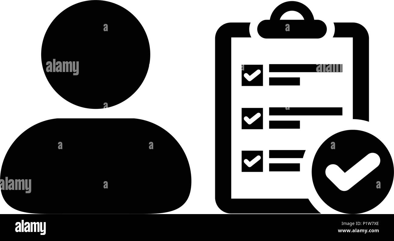Work icon vector male person profile avatar with survey checklist ...