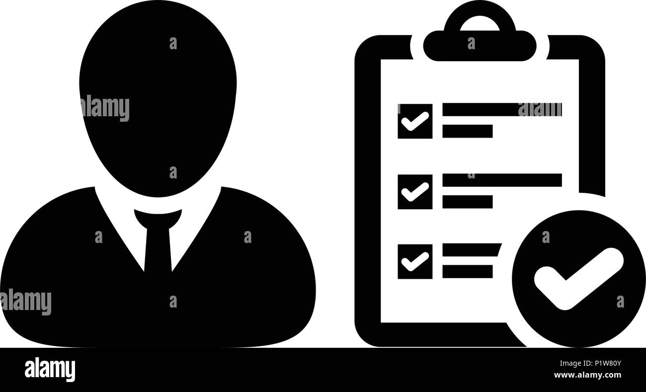 Report icon vector male person profile avatar with survey checklist ...