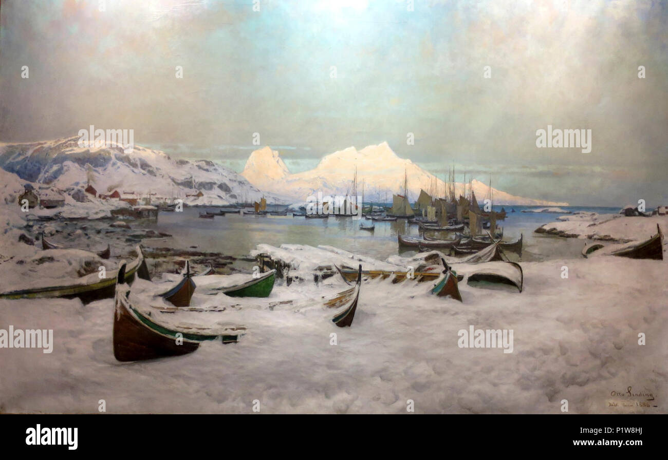 'Winter in Lofoten, 1886' by Otto Sinding, Bergen Kunstmuseum Stock ...