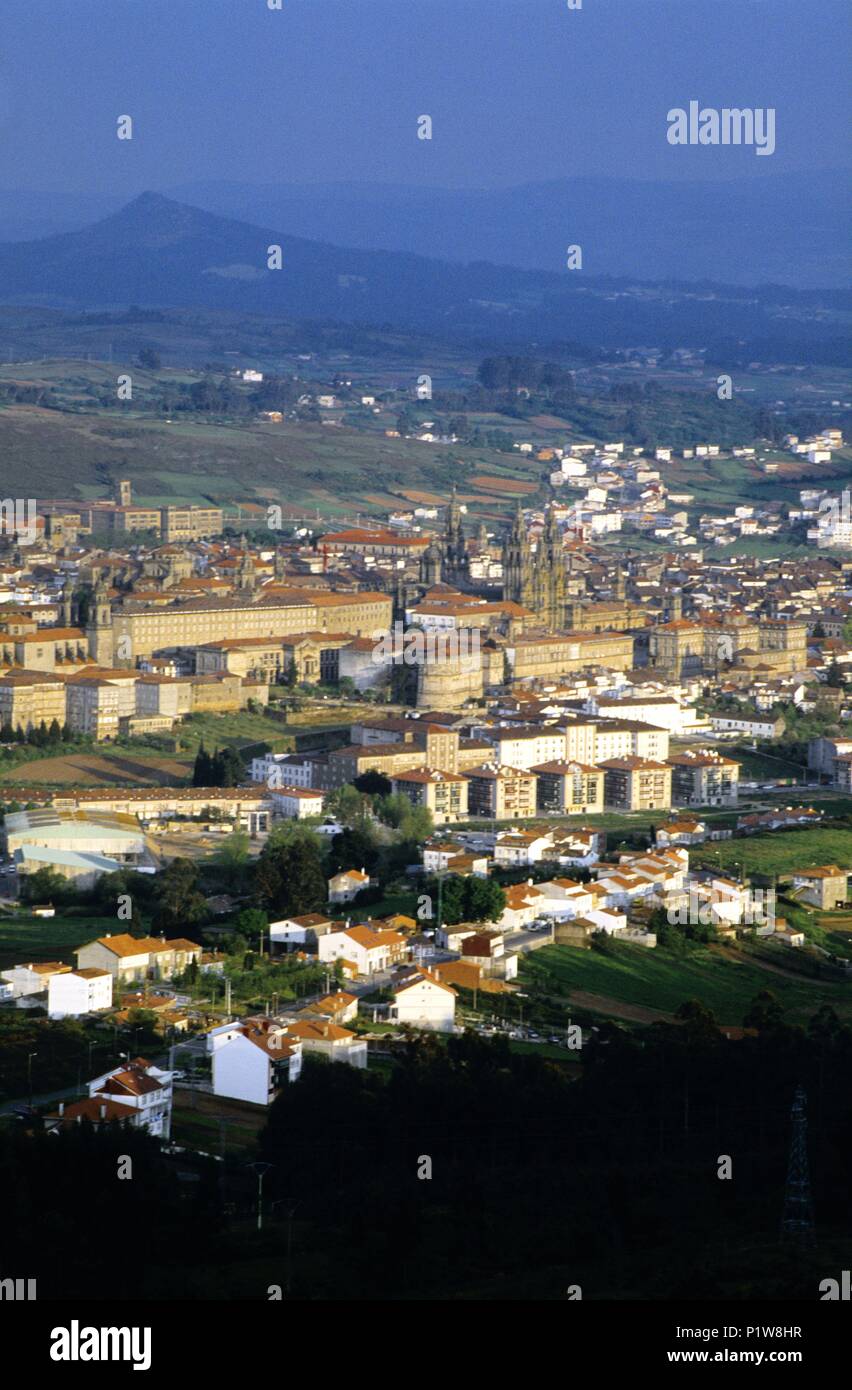 Santiago de Compostela, town view from the Monte del / do Gozo mountain ...