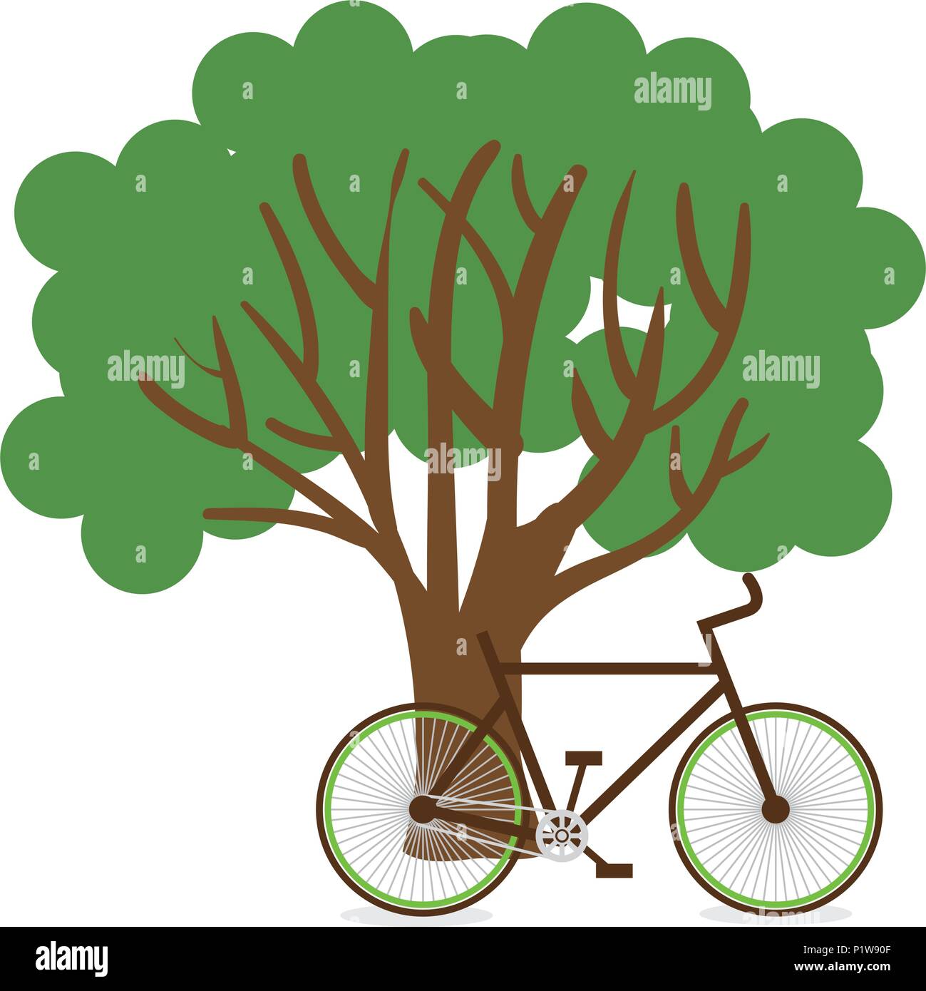 ecology tree plant with bicycle Stock Vector Image & Art - Alamy