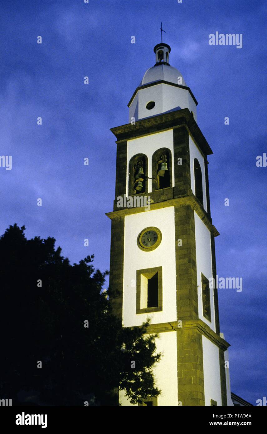 Arrecife, San Ginés church tower Stock Photo - Alamy