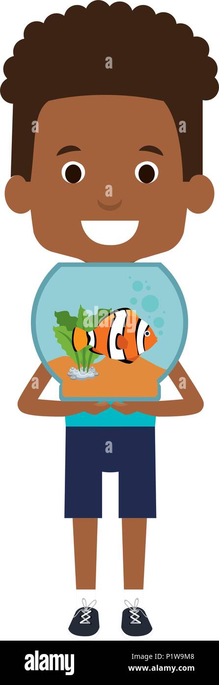 little boy with aquarium fish Stock Vector Image & Art - Alamy