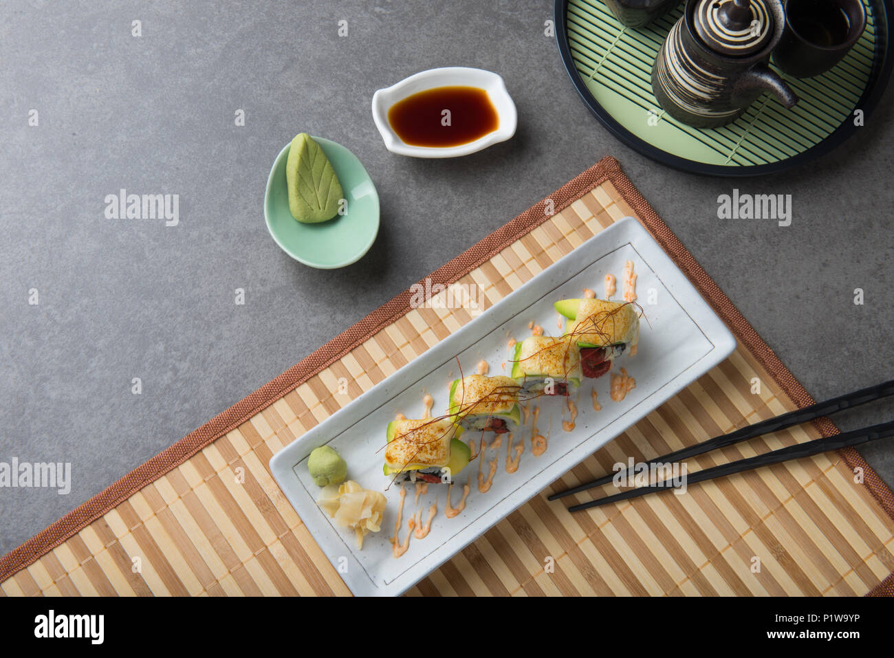 octopus roll with avocado Stock Photo - Alamy