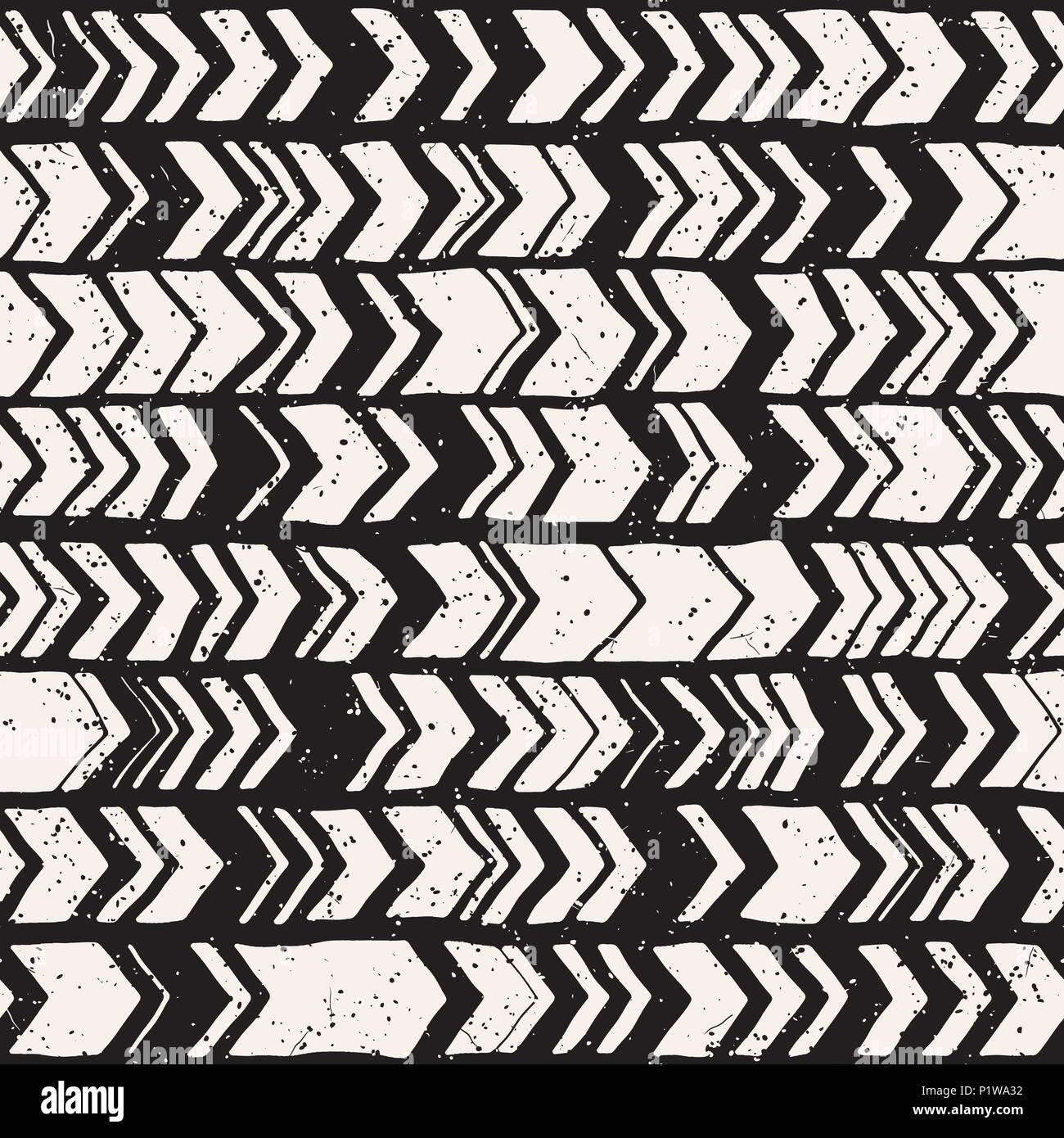 Seamless hand drawn style chevron pattern in black and white. Abstract ...