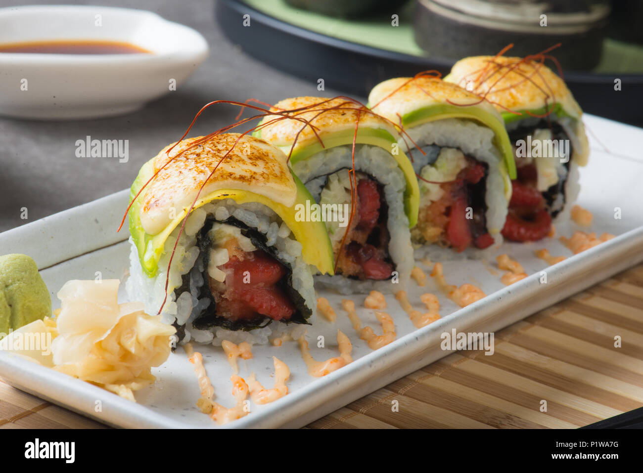 octopus roll with avocado Stock Photo - Alamy