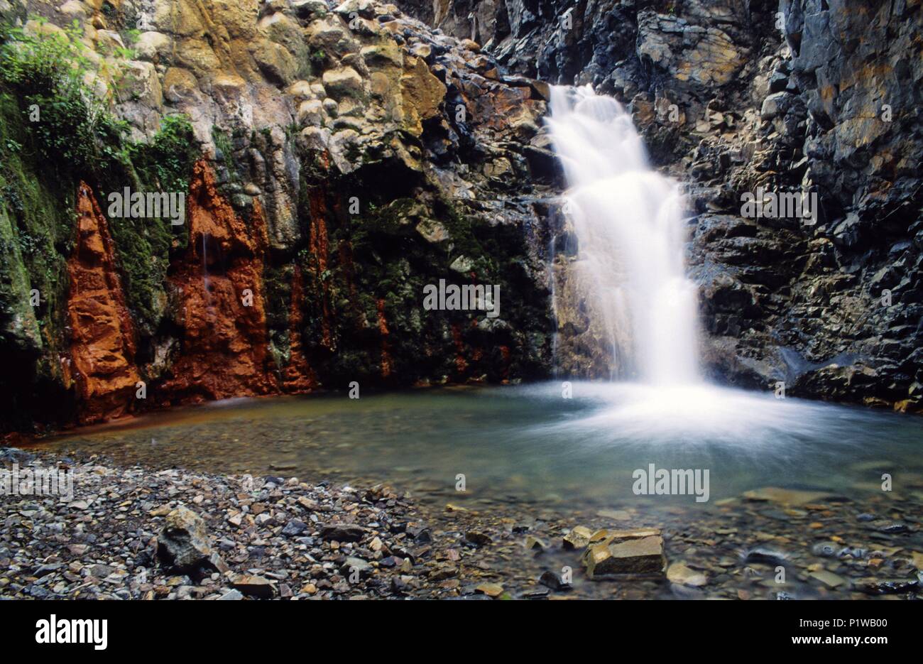 Caldera de Taburiente National Park; "Cascada de Colores" waterfall at ...