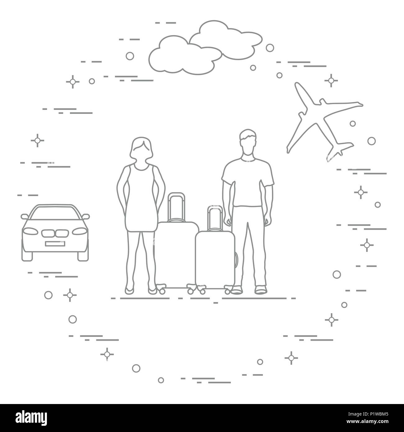 Airplane couple young flight trip Cut Out Stock Images & Pictures - Alamy