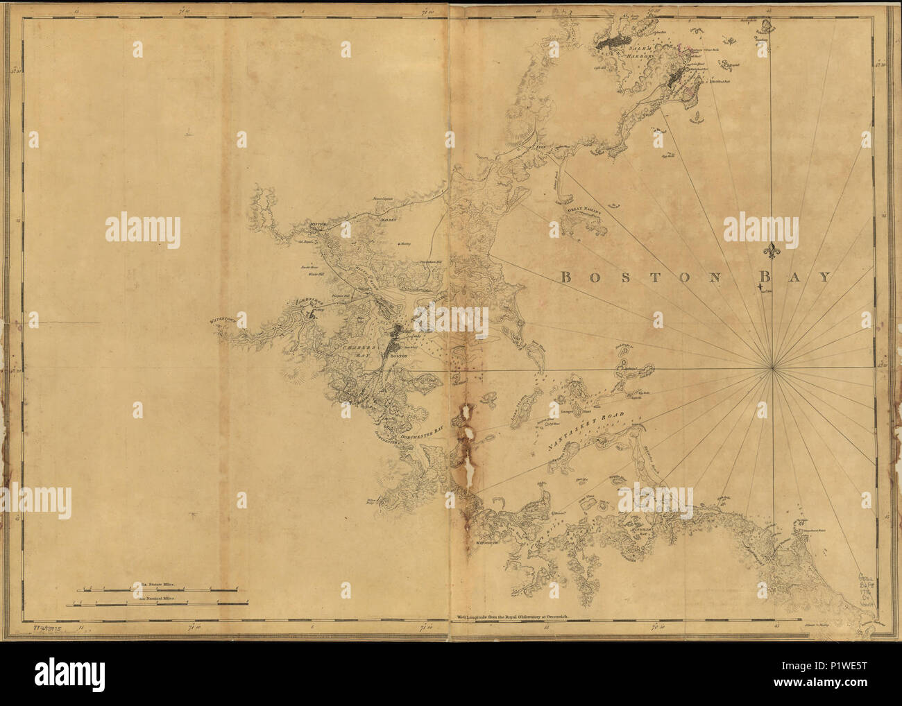 (A chart of Boston Bay and vicinity. LOC 77693975 Stock Photo - Alamy