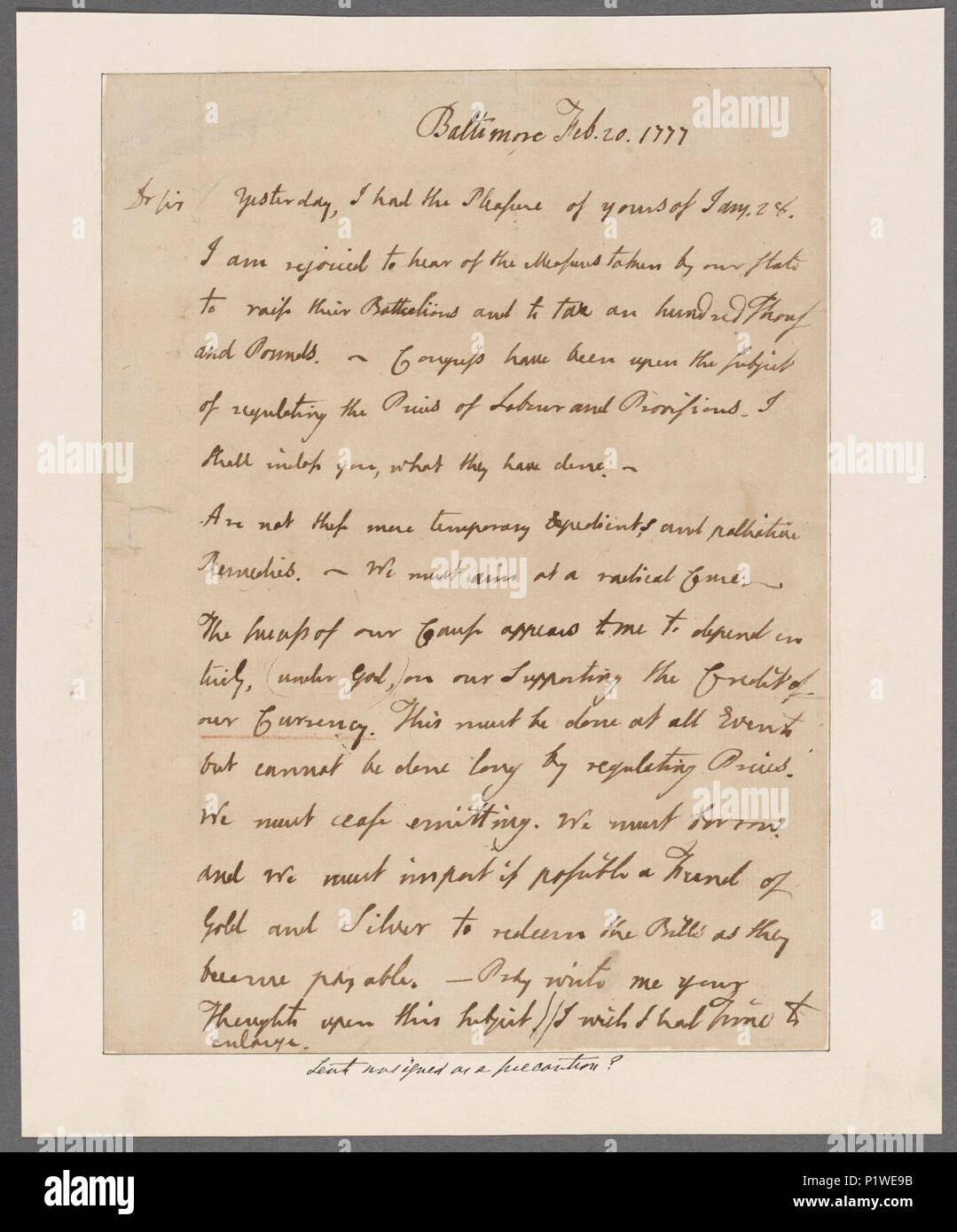 (Adams, John) Baltimore. To Honorable Joseph Palmer Stock Photo - Alamy