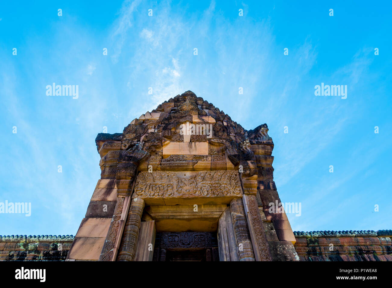 Ancient Wat Phu Khmer temple, Pakse, Champasak,Laos. Rock carving of ...