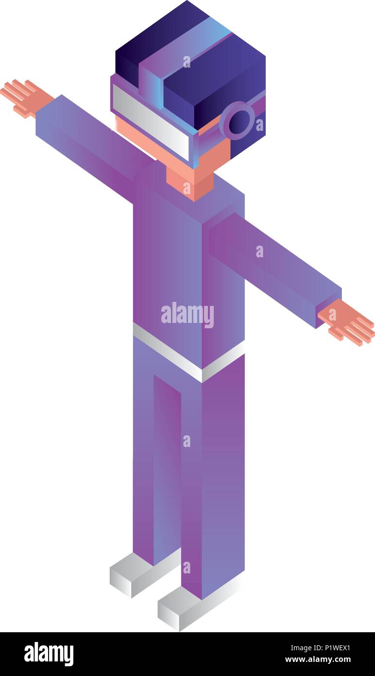futuristic man isometric avatar vector illustration design Stock Vector ...
