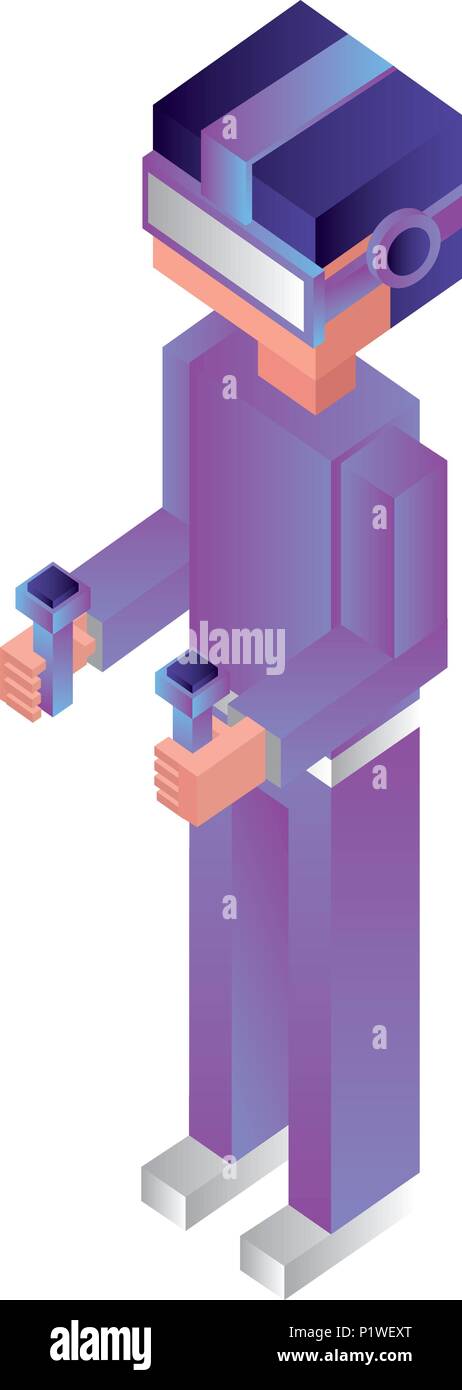 futuristic man isometric avatar vector illustration design Stock Vector ...