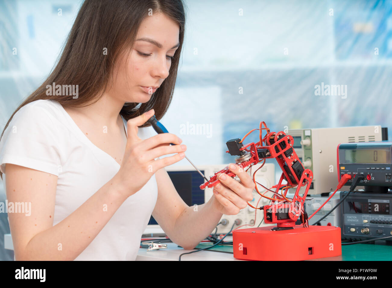 Student girl in robotics class Stock Photo - Alamy