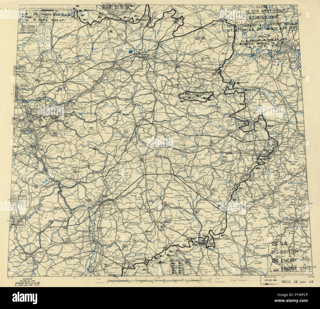 (April 18, 1945), HQ Twelfth Army Group situation map. LOC 2004631939 ...