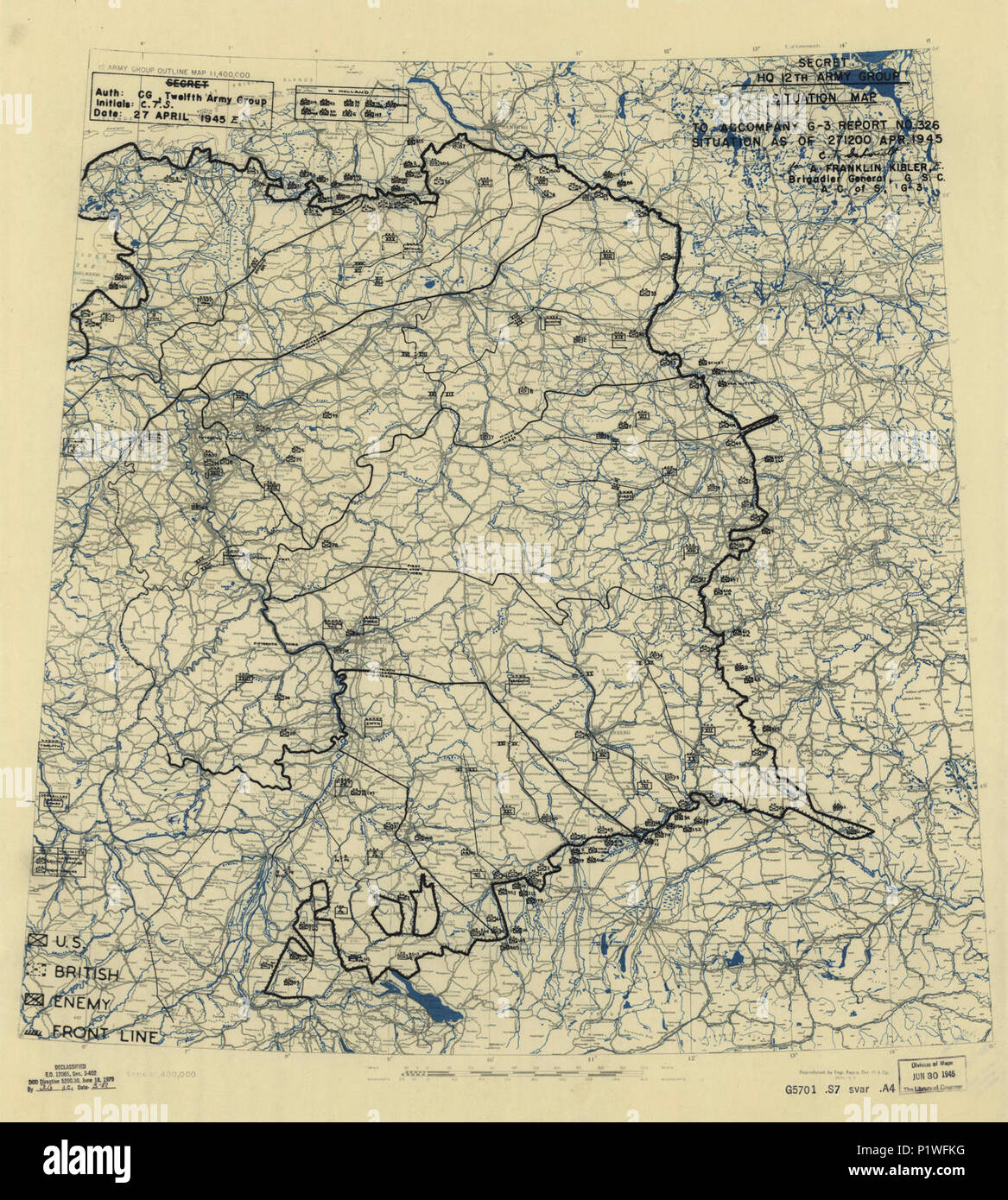 (April 27, 1945), HQ Twelfth Army Group situation map. LOC 2004631948 ...
