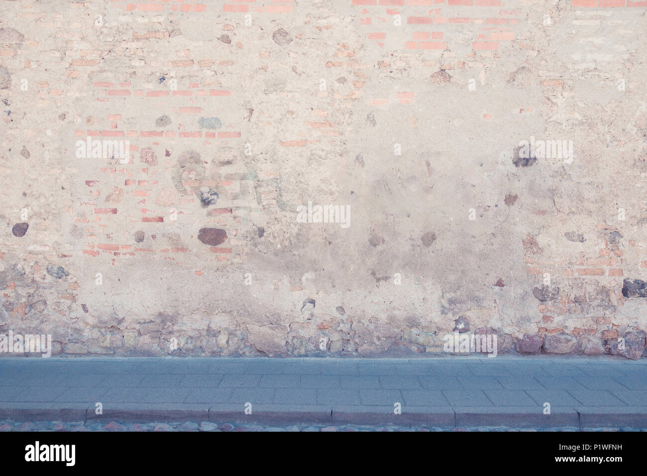 Urban background. Empty street wall and pavement Stock Photo - Alamy