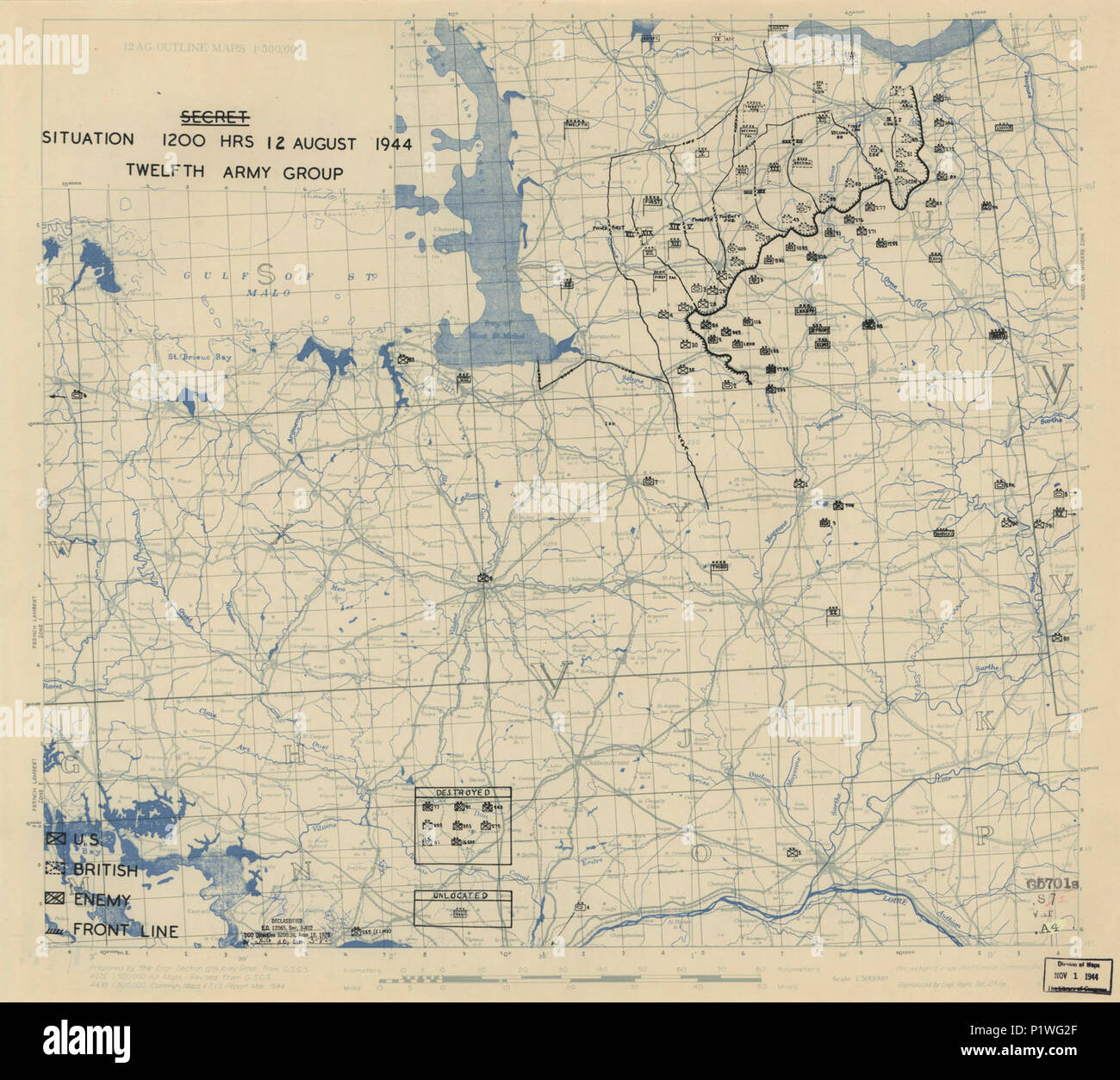 (August 12, 1944), HQ Twelfth Army Group situation map. LOC 2004629106 ...