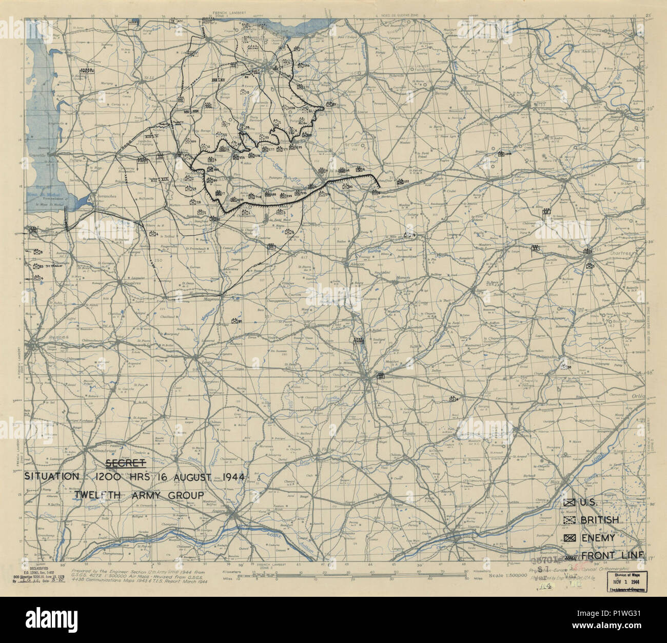 (August 16, 1944), HQ Twelfth Army Group situation map. LOC 2004629110 ...