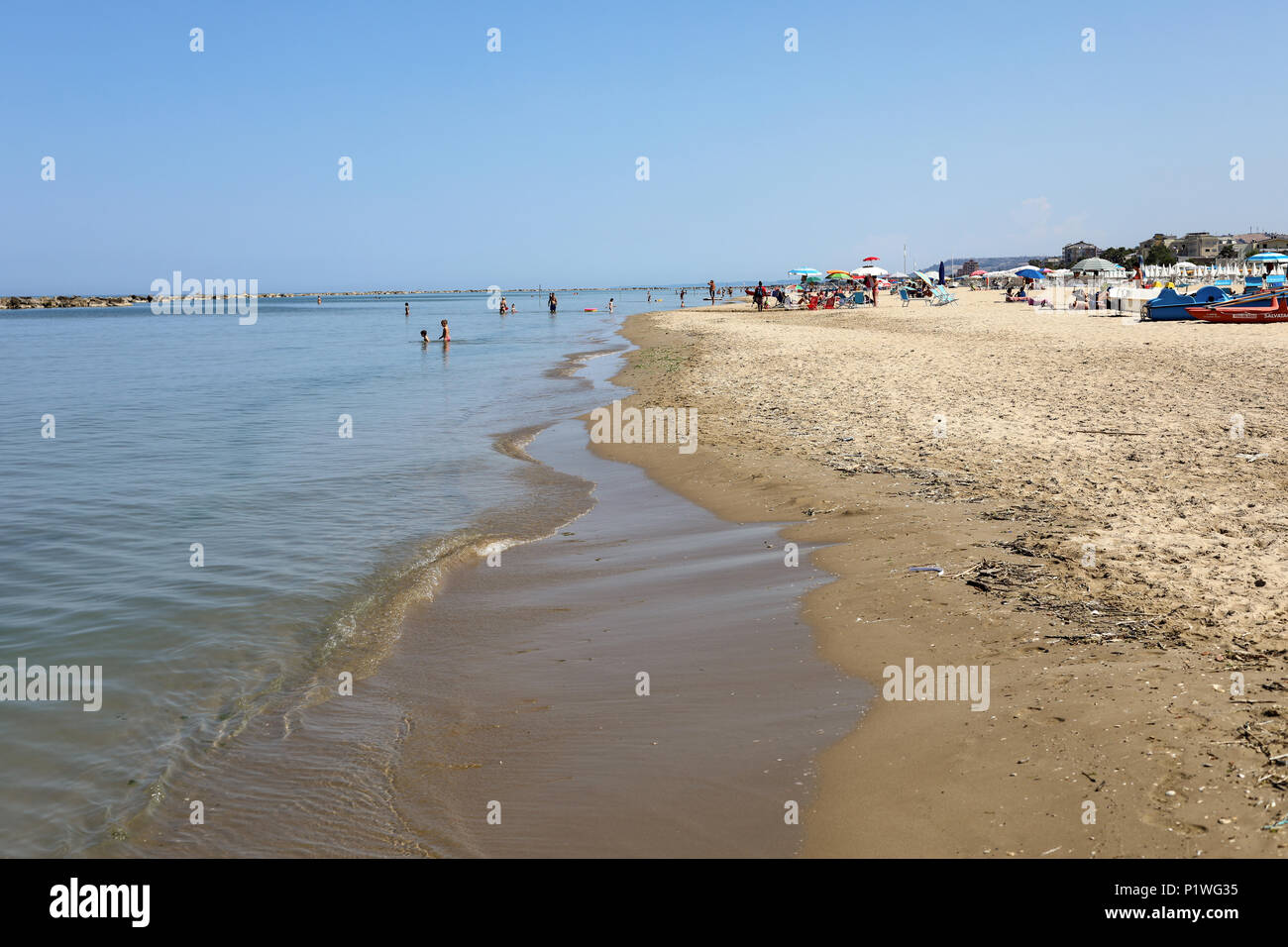 Roseto degli Abruzzi, Italy - June 21, 2017: Beach of Roseto degli ...
