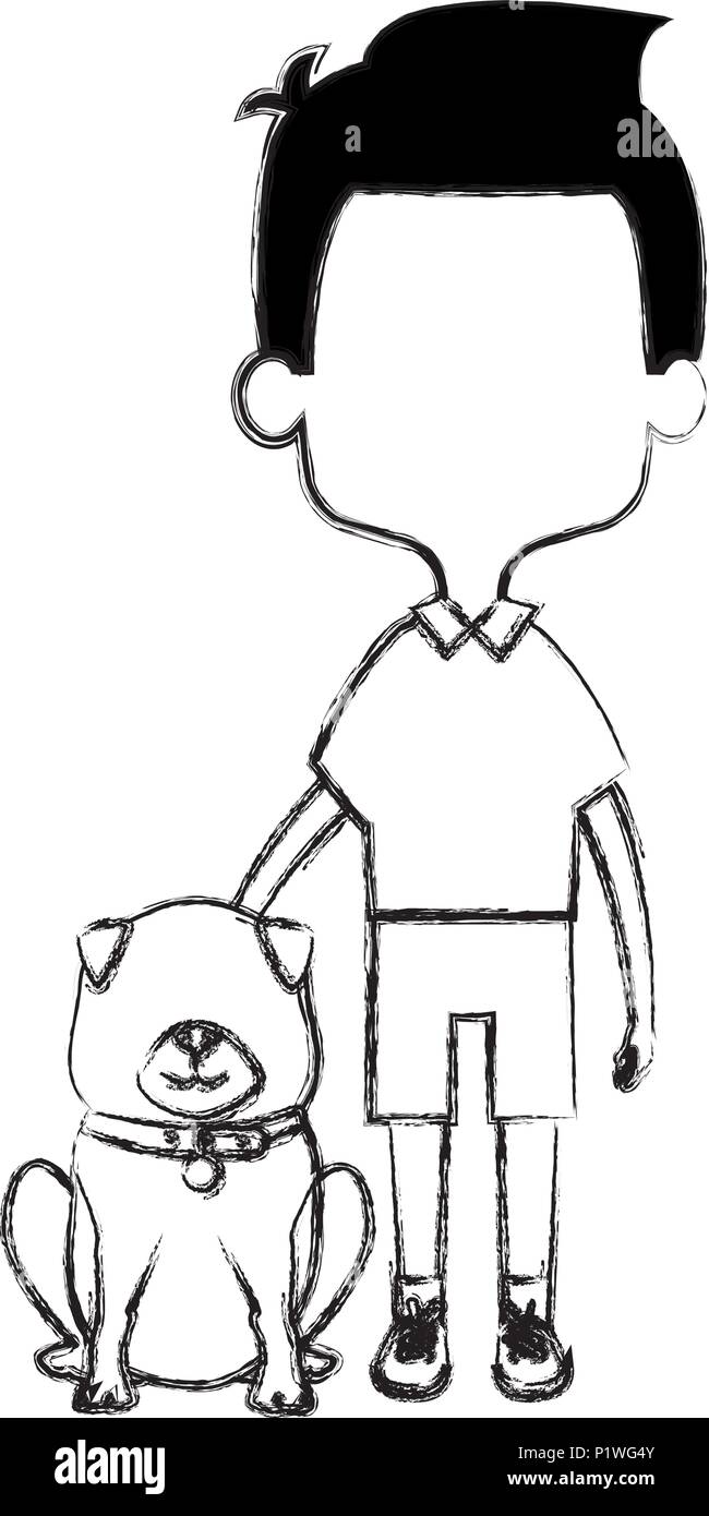 little boy with cute dog Stock Vector Image & Art - Alamy