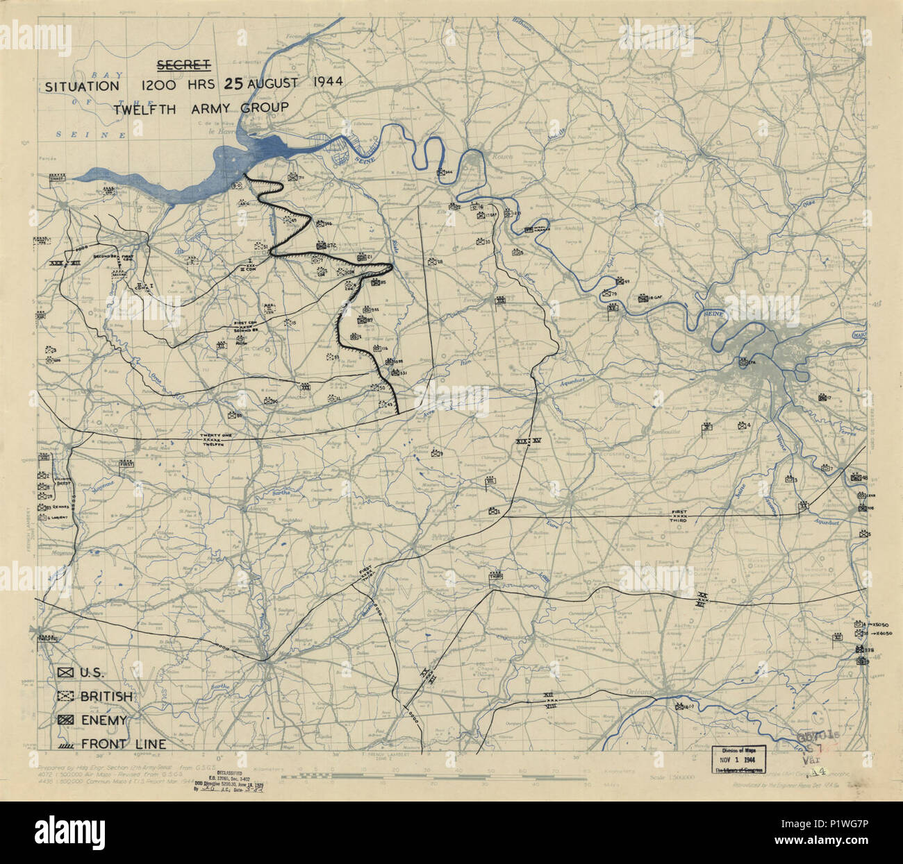 (August 25, 1944), HQ Twelfth Army Group situation map. LOC 2004629119 ...