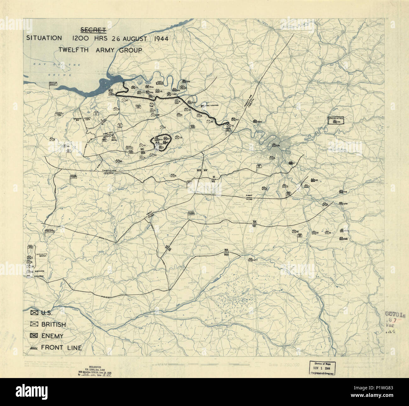 (August 26, 1944), HQ Twelfth Army Group situation map. LOC 2004629120 ...