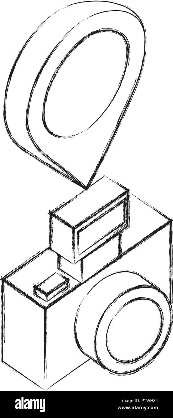 photographic camera with pointer map location vector illustration ...