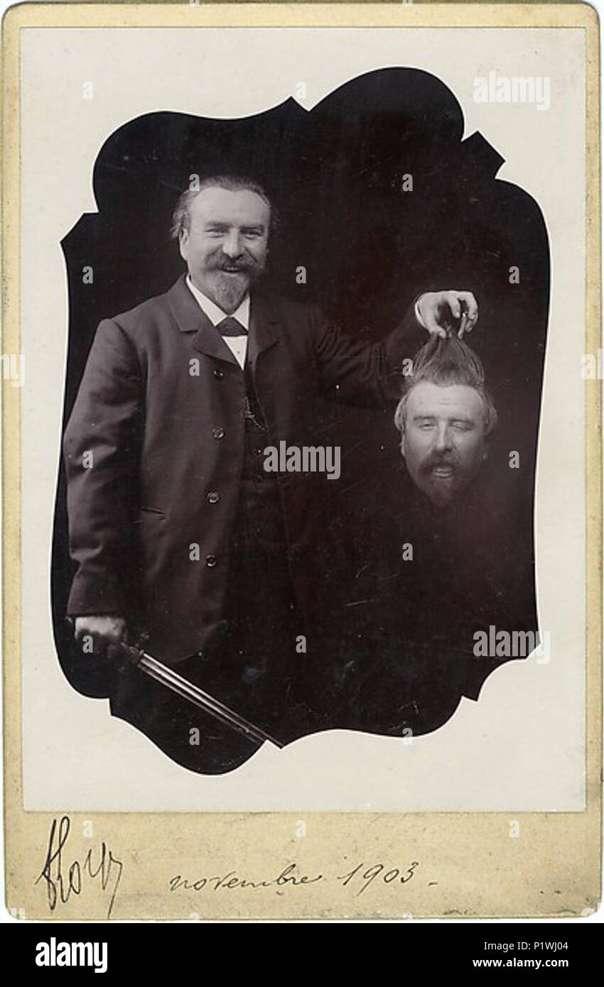 (Bearded Man with Sword Holding His Own Decapitated Head Stock Photo ...