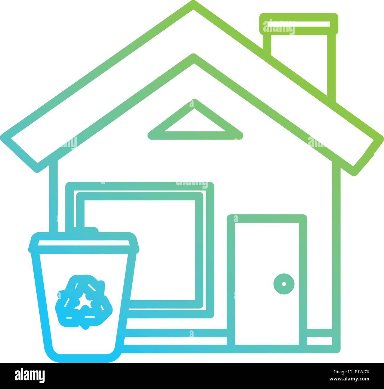 exterior house with recycle bin Stock Vector Image & Art - Alamy
